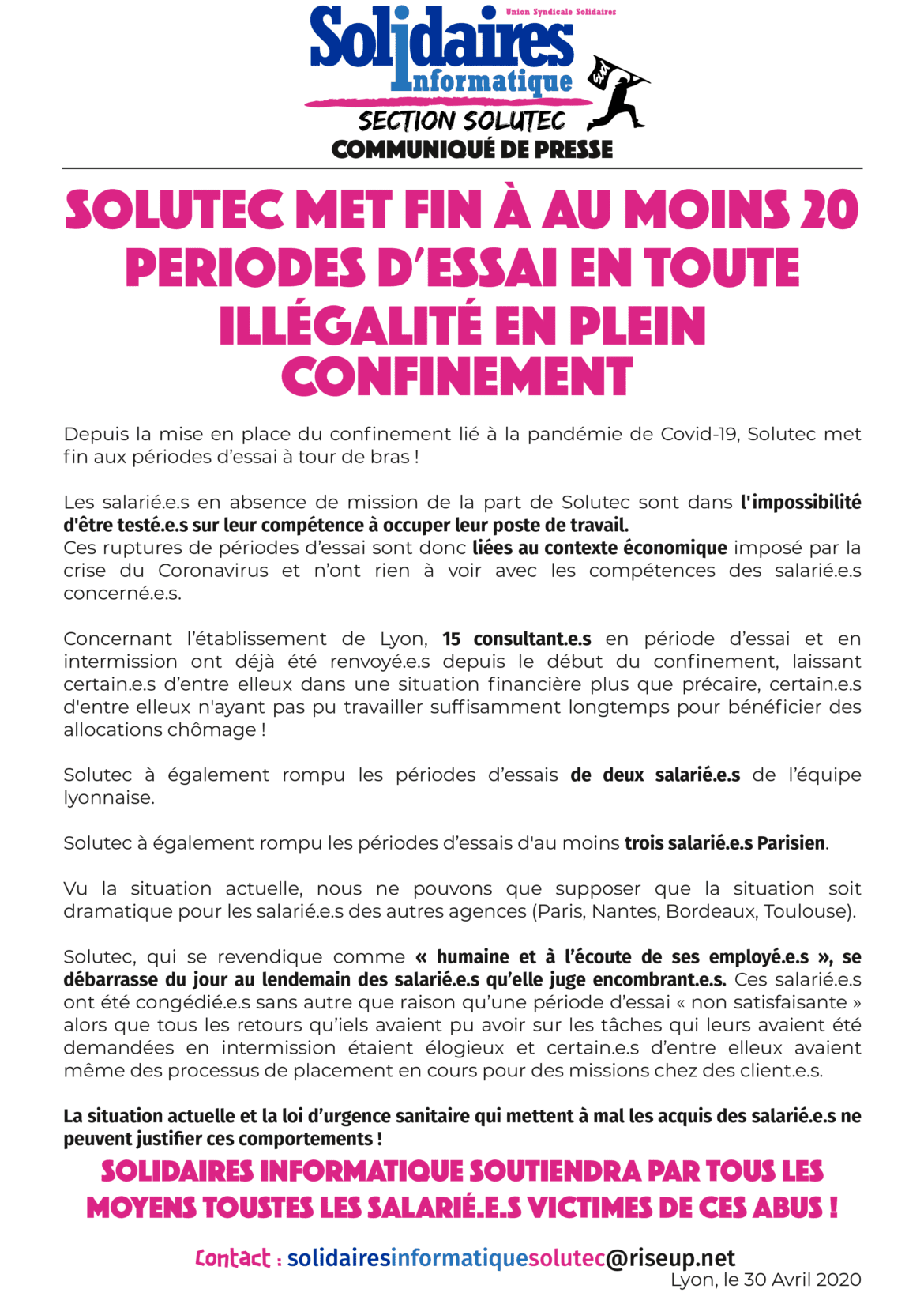 Section Solidaires Informatique SOLUTEC – Solidaires Informatique